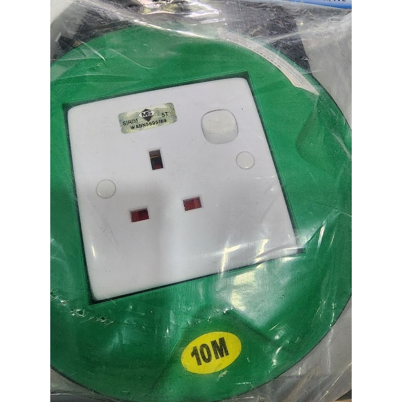 10 meter Round Extension Cord with ("SIRIM") 3 pin plug and 3 pin ...