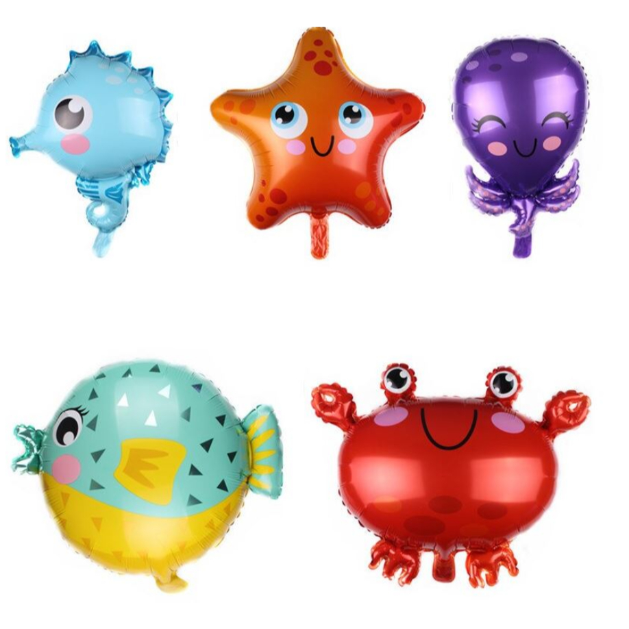 Cute marine animal aluminum balloon octopus seahorse crab puffer fish ...