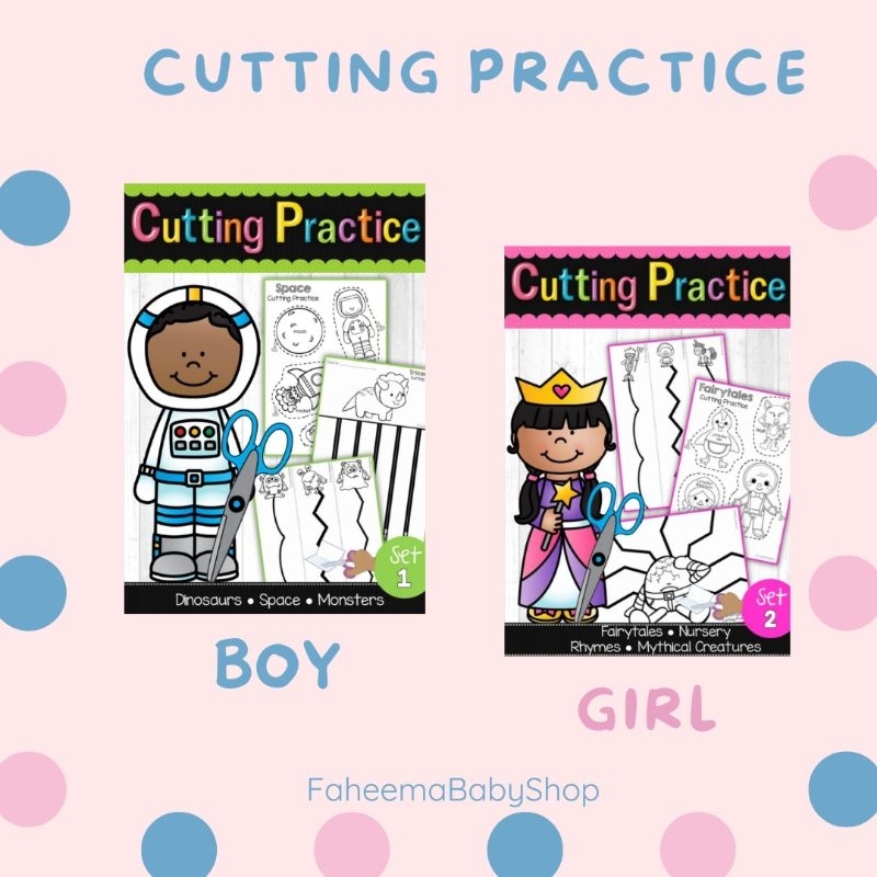 Kids Toy Montessori Cutting practice worksheets fine motor skill toy ...
