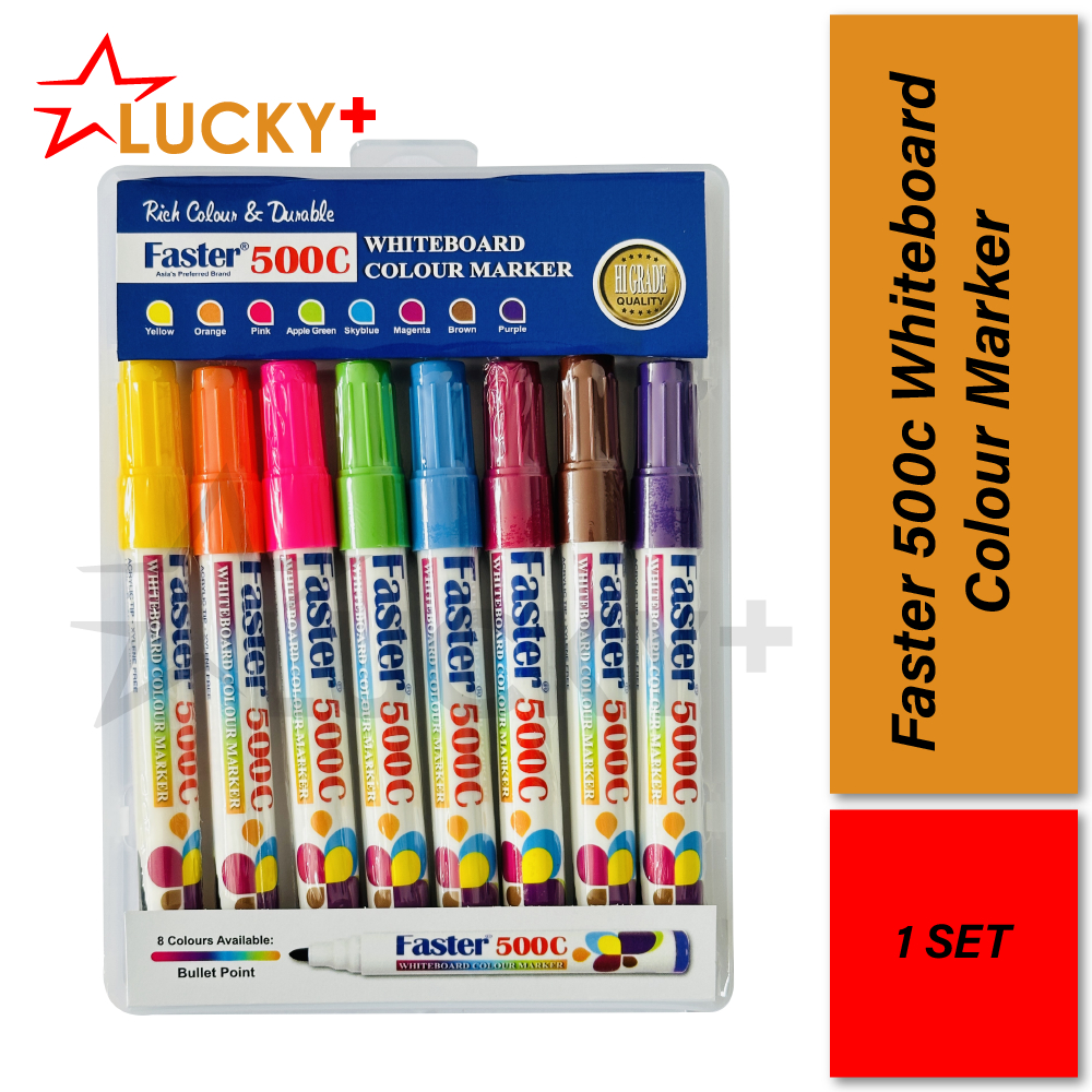 Faster M-F-500C-PBSET Colouful Whiteboard Marker SET (1box/8Colour ...