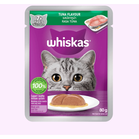 Whiskas Pouch Senior 7+ Yrs Tuna Cat Food 80g x 28 pouches (NEW ...