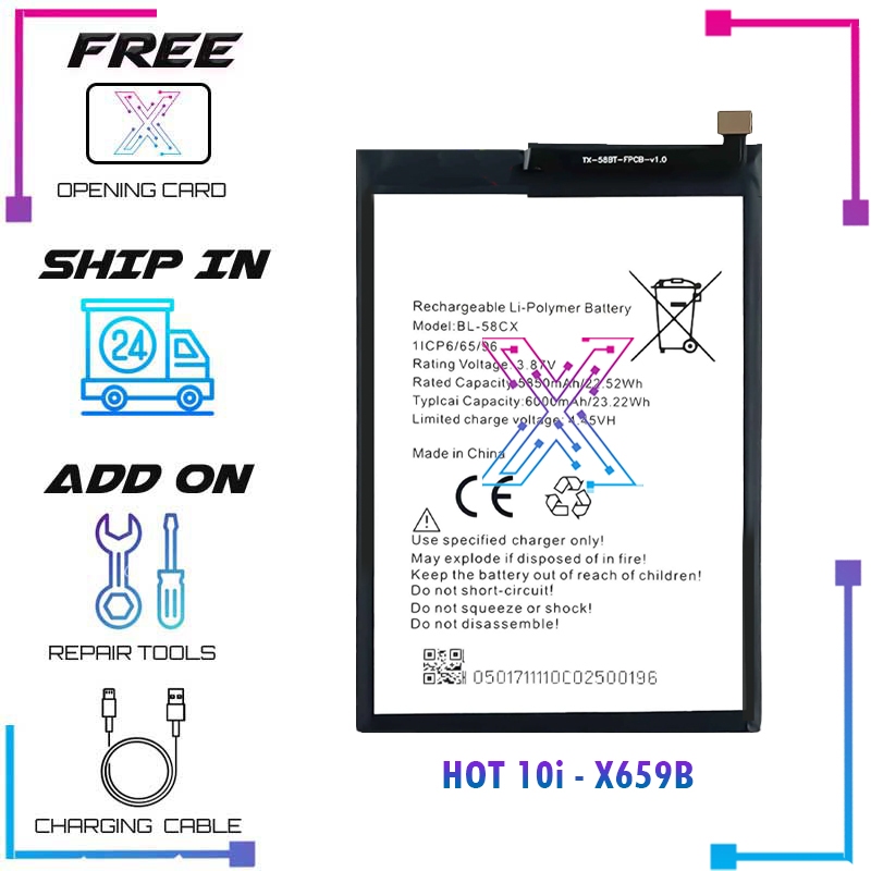 Battery BL-58CX Compatible For INFINIX HOT 10i X659B (6000 mAh ...