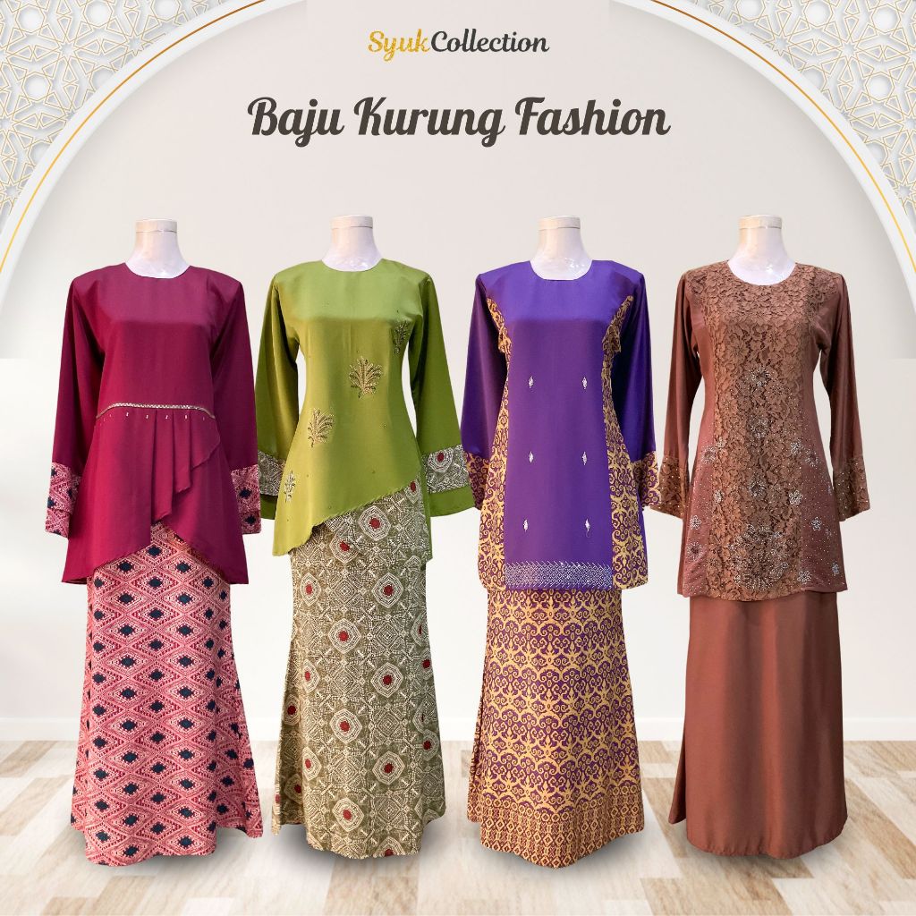 Baju Kurung Moden Kebaya Plain Bercorak Clearance | Shopee Malaysia