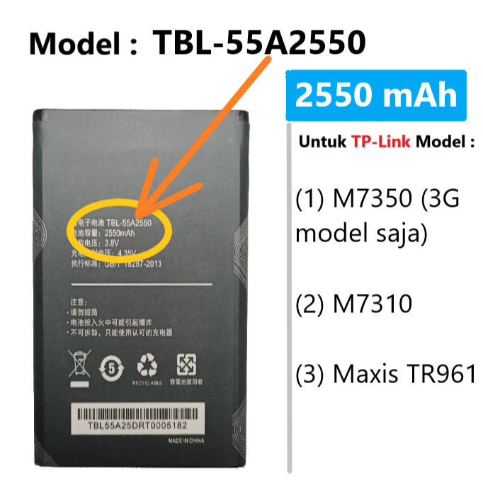 Mifi TP-LINK 53A3000 M7450 M5250 M5350 M7200 M7310 M7350 M7650 TR761 TR861 WIFI Modem Router ...