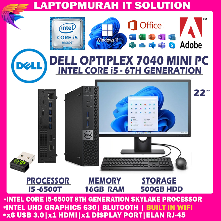 DELL OPTIPLEX MINI PC 3060 -INTEL CORE i5- 8TH GEN / 16GB RAM / 512GB ...
