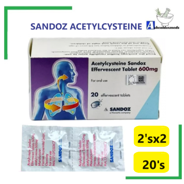 SANDOZ Acetylcysteine Effervescent Tablet 600mg 4's or 20's CAIR KAHAK ...
