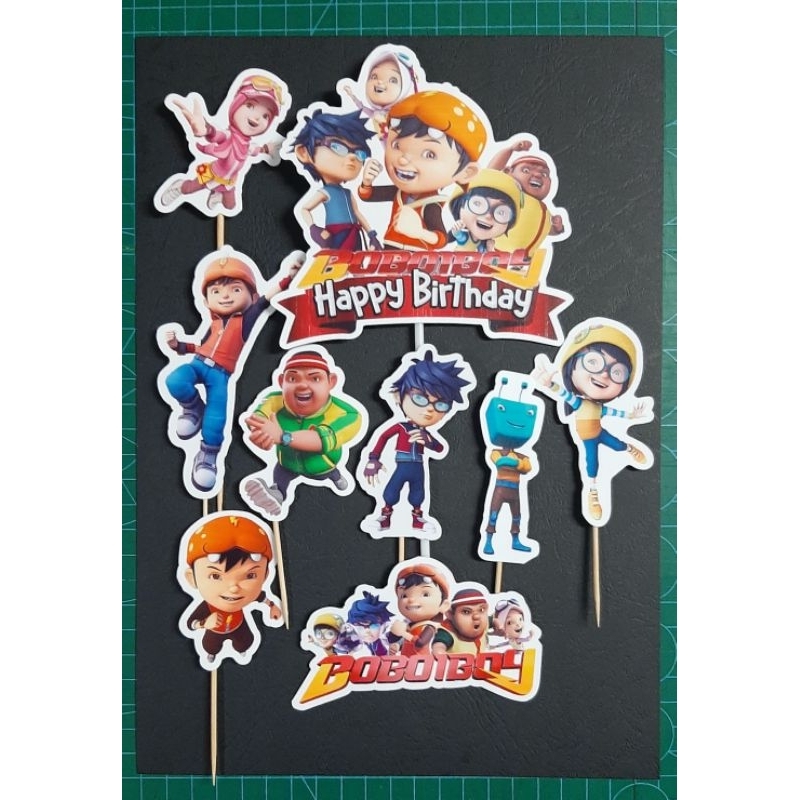 BOBOIBOY D04 Readymade Readystock Cake Topper Happy Birthday Laminated ...