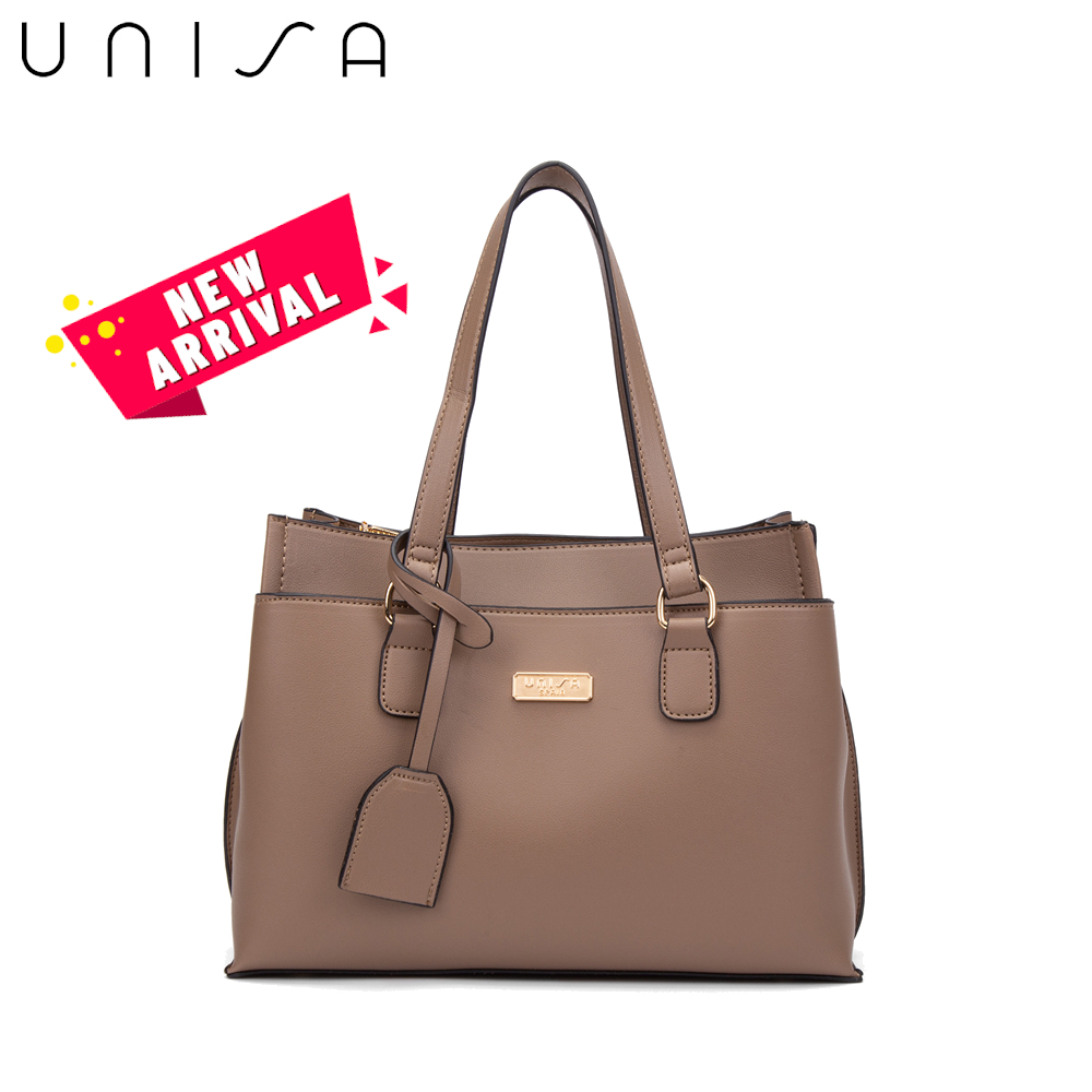 UNISA Faux Leather Convertible Top Handle Bag (Black/Brown/Khaki/Maroon ...