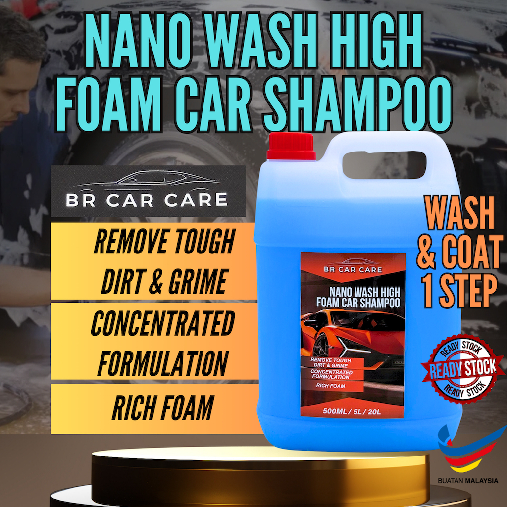 BR Nano Wash High Foam Car Shampoo 5L Easy Wash & Coat In 1 Step Ready ...