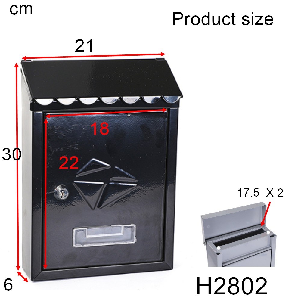 TRENY Iron Letter Box Wall Mount Mail Box with Keys Lock Password Locks ...