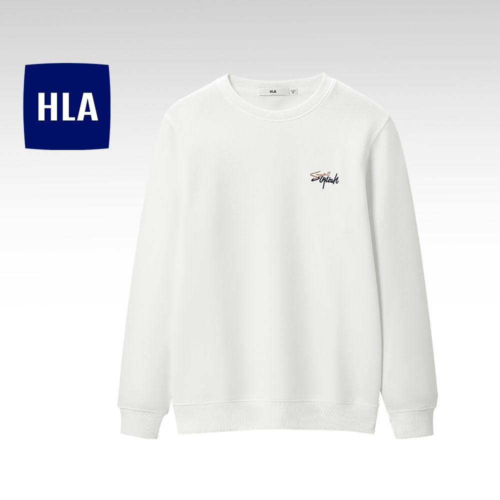 HLA Solid Colour Stylish Letter Embroidery Casual Long Sleeve Sweater ...