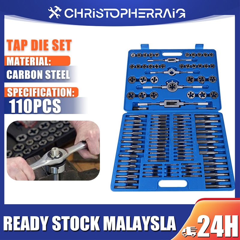 110Pcs Hand Tap and Die Set Metric Tap Die Set Hand Threading Tool ...