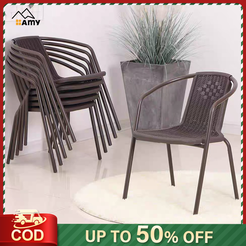 AMY Home Dining Chair Rattan Chair Backrest Stackable Desk Stool Modern ...