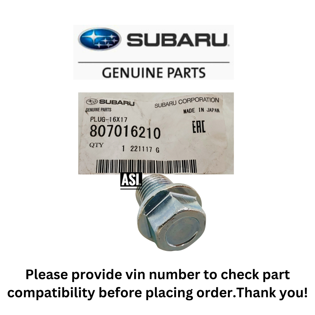 Genuine Subaru Engine Oil Pan Drain Plug 807016210 XV Forester Exiga ...