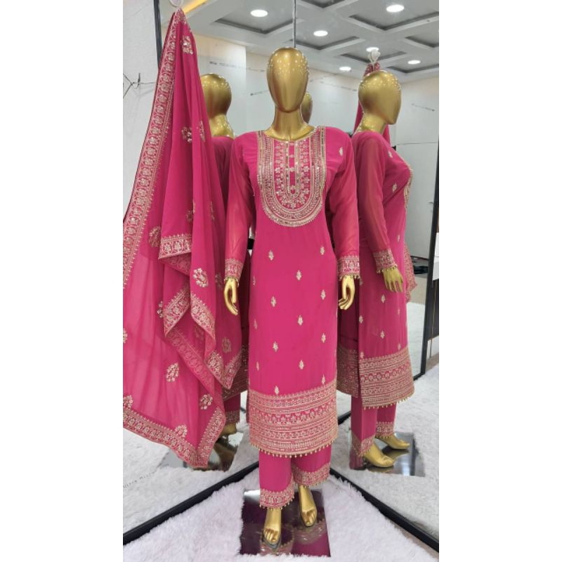 2024 MAY PINK BOLLYWOOD SUIT WITH EMBROIDERY SEQUINS WORKS SIZE M TO ...