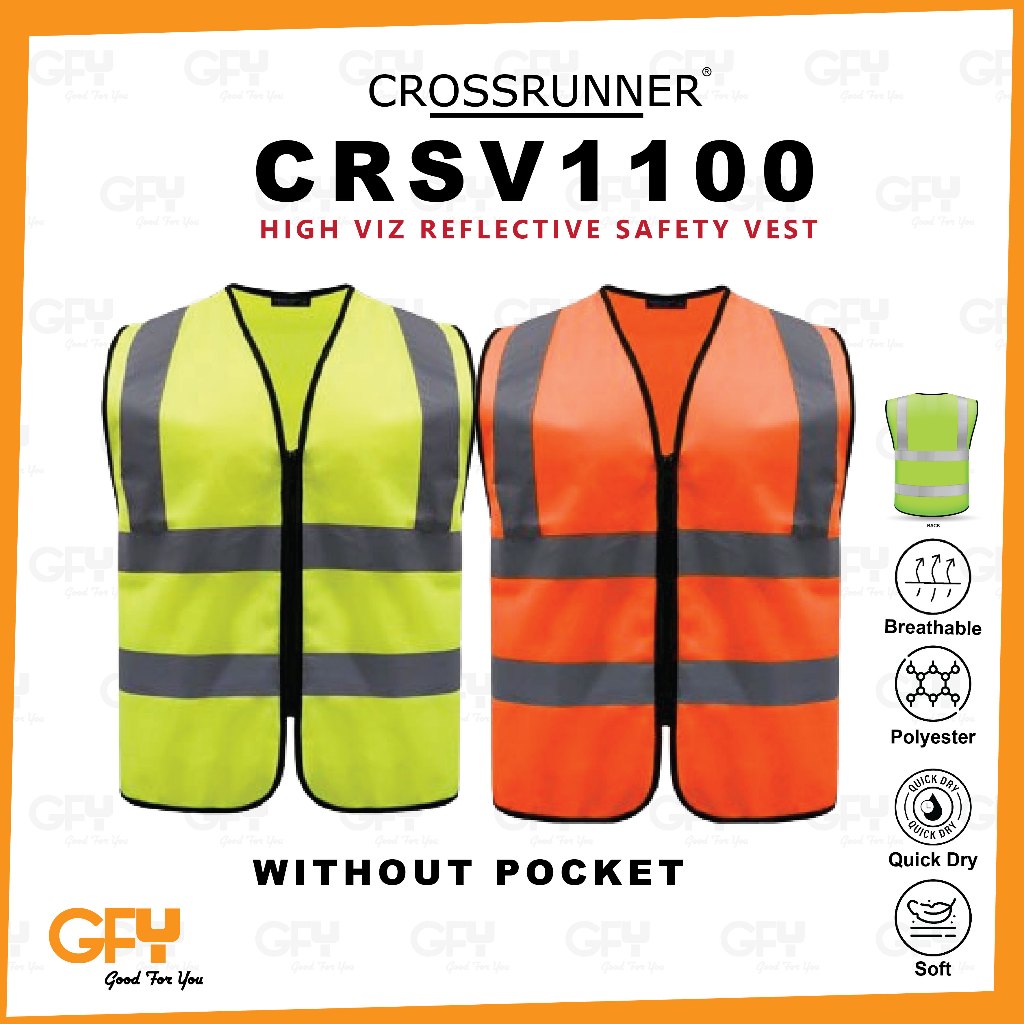 CRSV 1100 CROSSRUNNER Quick Dry High Viz Reflective With Zip Mesh ...