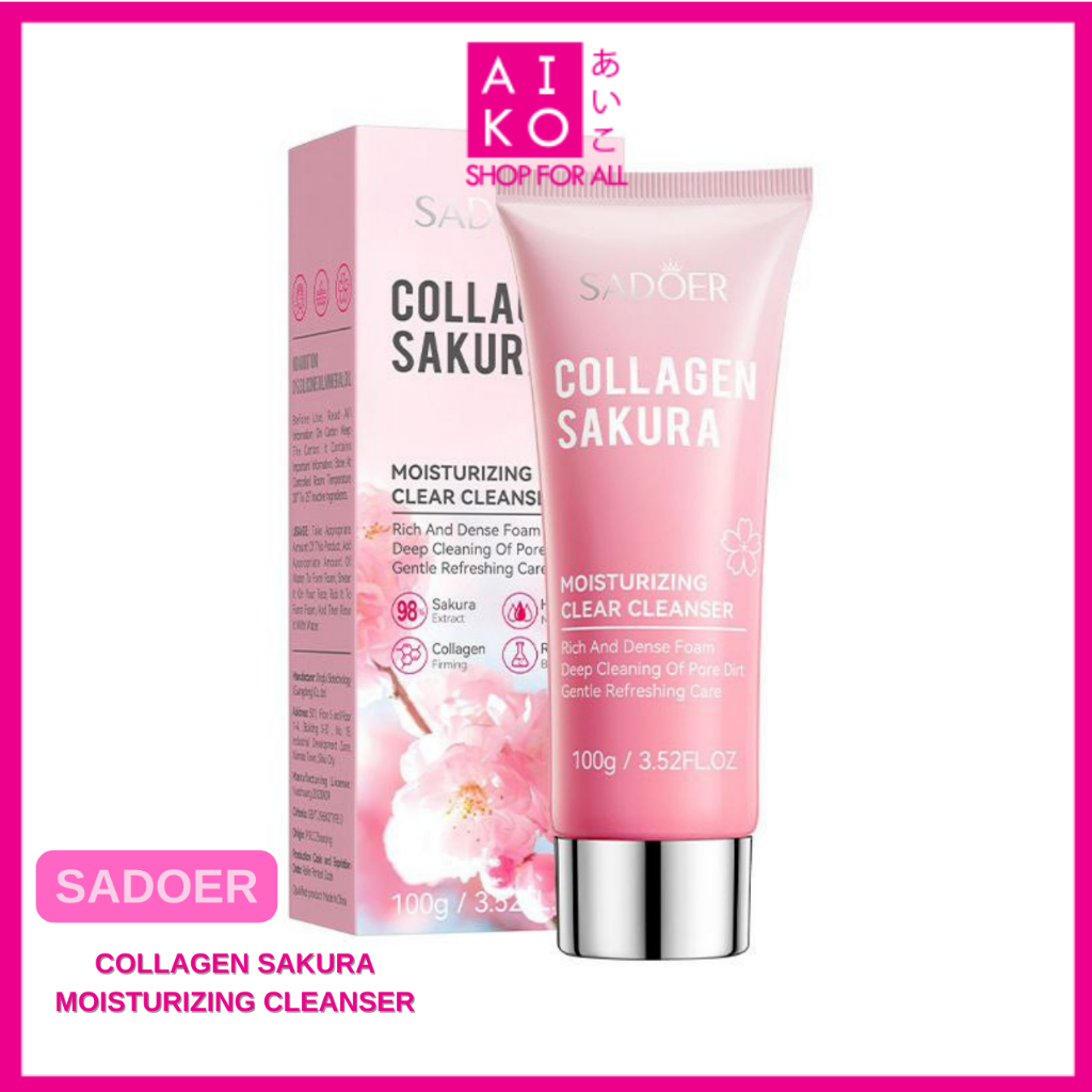 (AIKO)SADOER COLLAGEN SAKURA MOISTURIZING CLEANSER 100G (SD02976) 1PCS ...