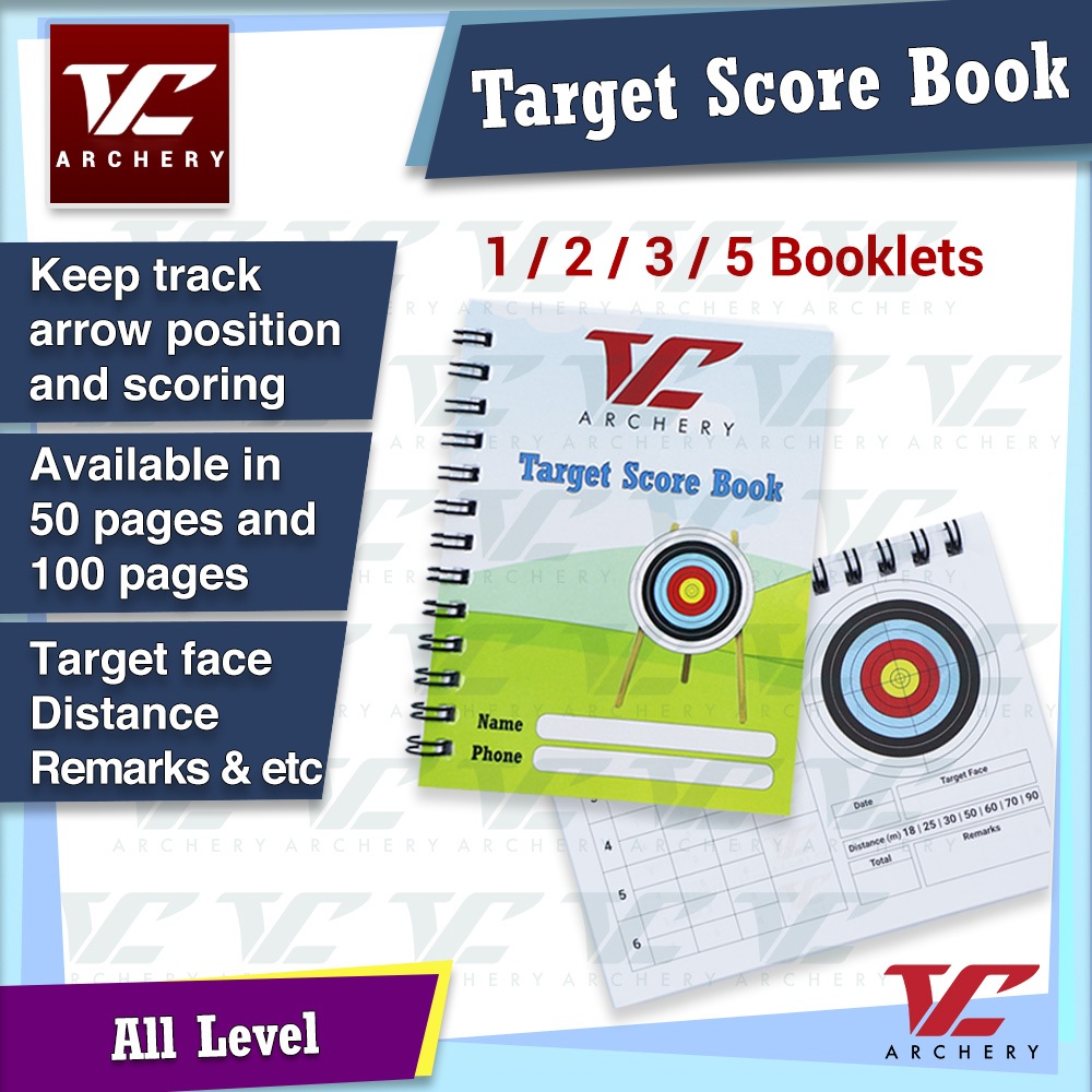V Club Archery Score Book - Performance Tracking - 50/100 Pages - Full ...