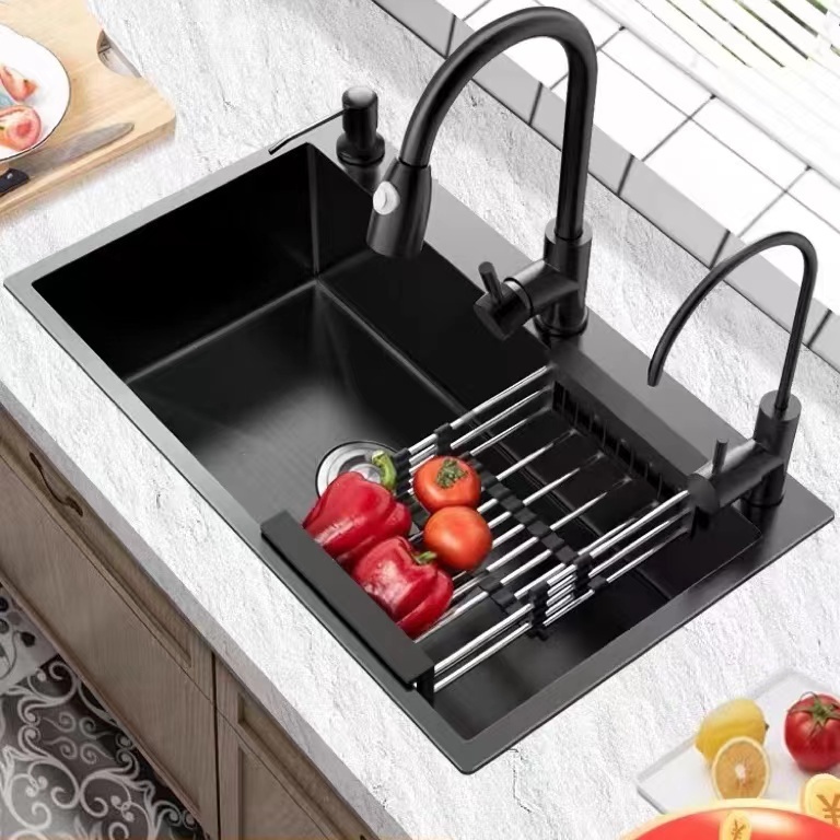 Kitchen Sink 304 Stainless Steel Handmade Sink Dapur Bowl Basin Sink ...