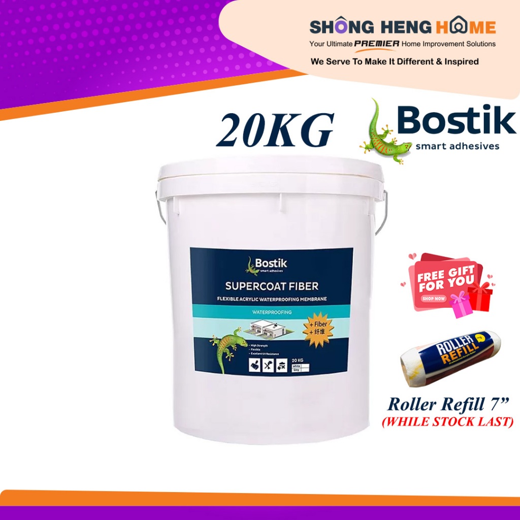 20KG Bostik Supercoat Fiber -[WHITE/GREY] + Freegift | Shopee Malaysia