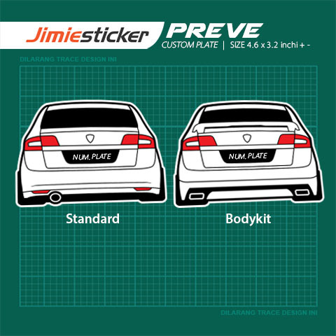 Sticker Proton Preve, Sticker Belakang, Custom Warna dan Nombor Plate ...