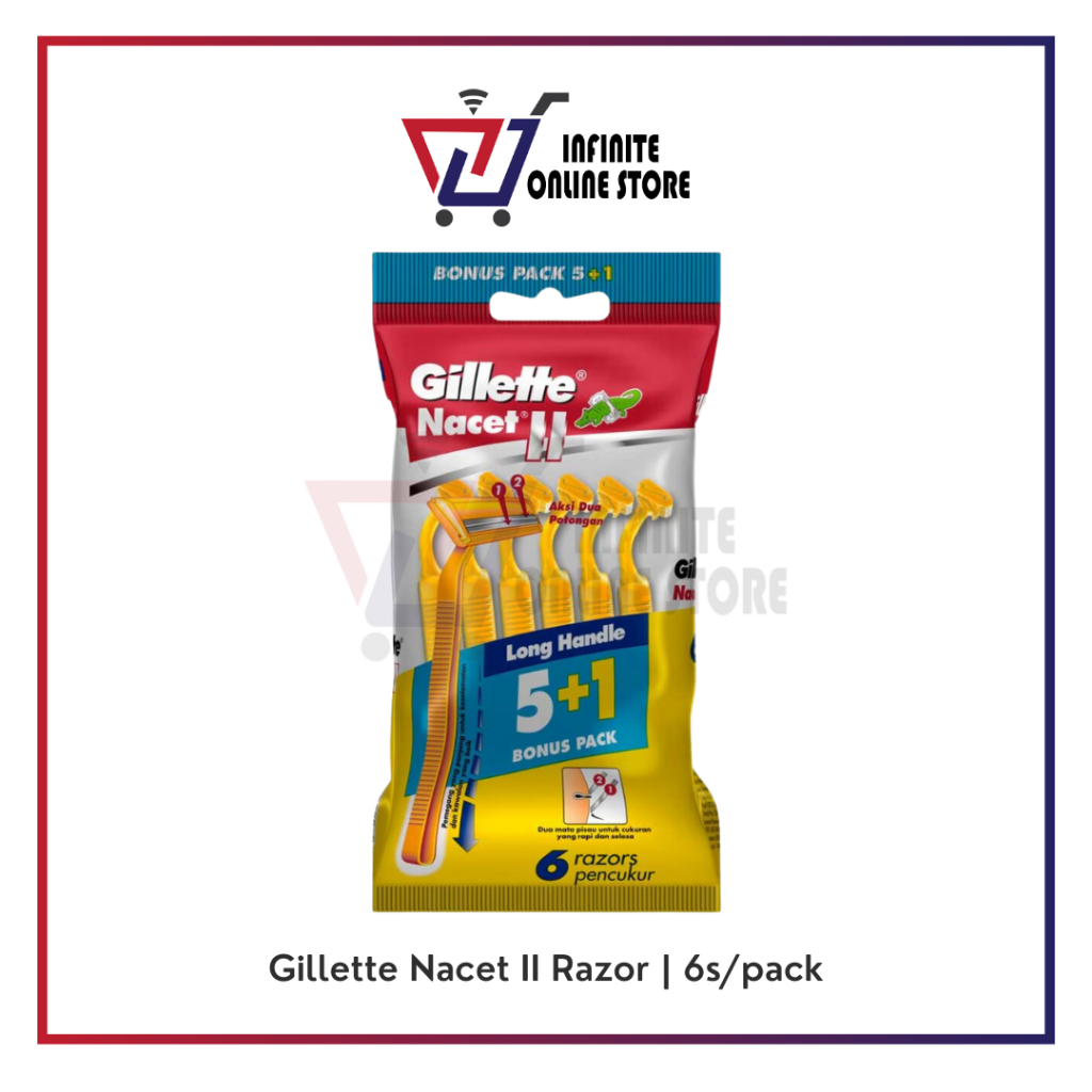 GILLETTE Nacet II Long Handle Disposable Razor (6's) | Shopee Malaysia