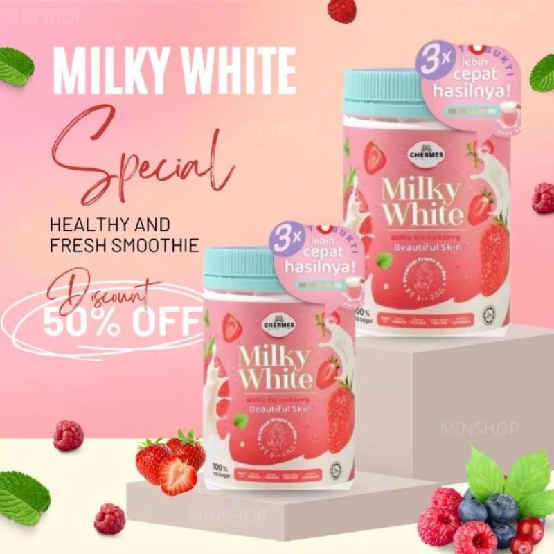 CHERMES MILKY WHITE / SUSU PUTIH STRAWBERRY BIG SIZE / WHITENING ...