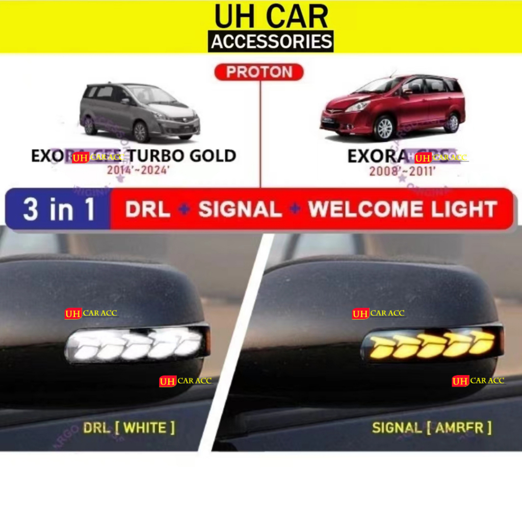 PROTON Exora 2008 - 2024 Dragon Scale Side Mirror Smoke Led With Signal ...