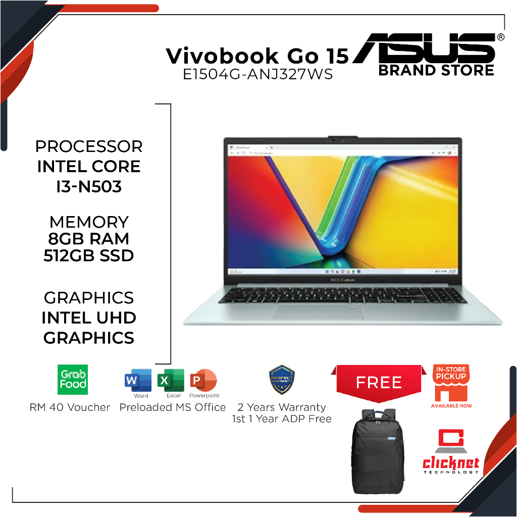 Asus VivoBook Go 15 E1504G-ANJ327WS/ANJ325WS 15.6'' FHD Laptop Grey ...