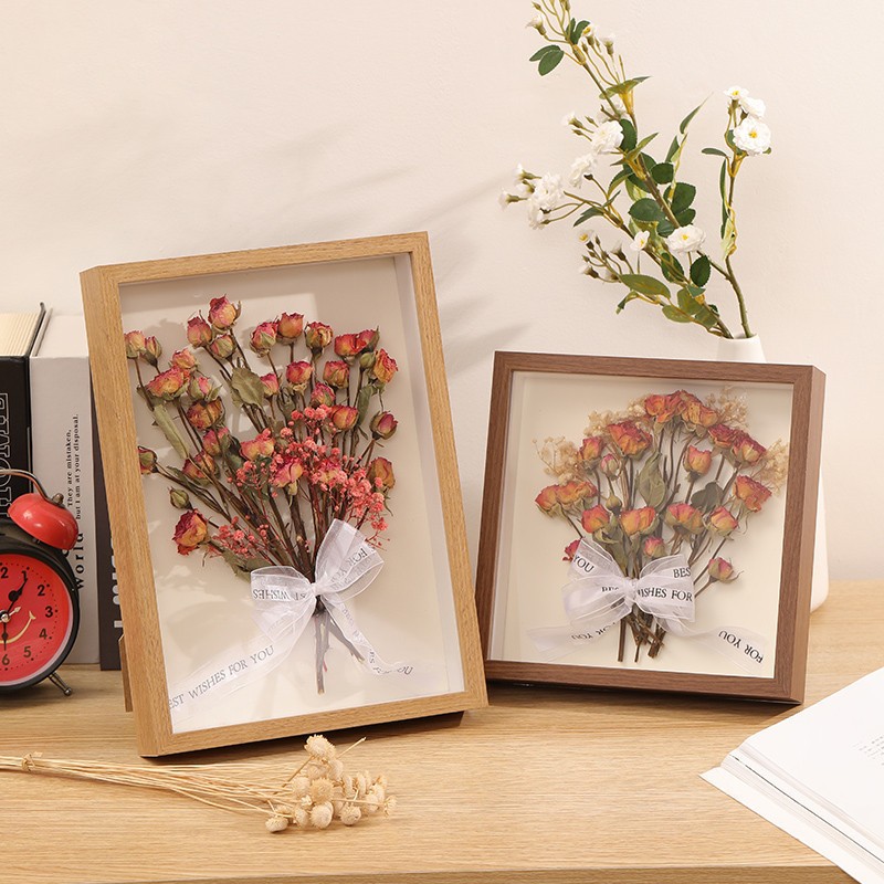 Wooden Transparent Flower Frame DIY Bouquet Display Flower Specimen ...