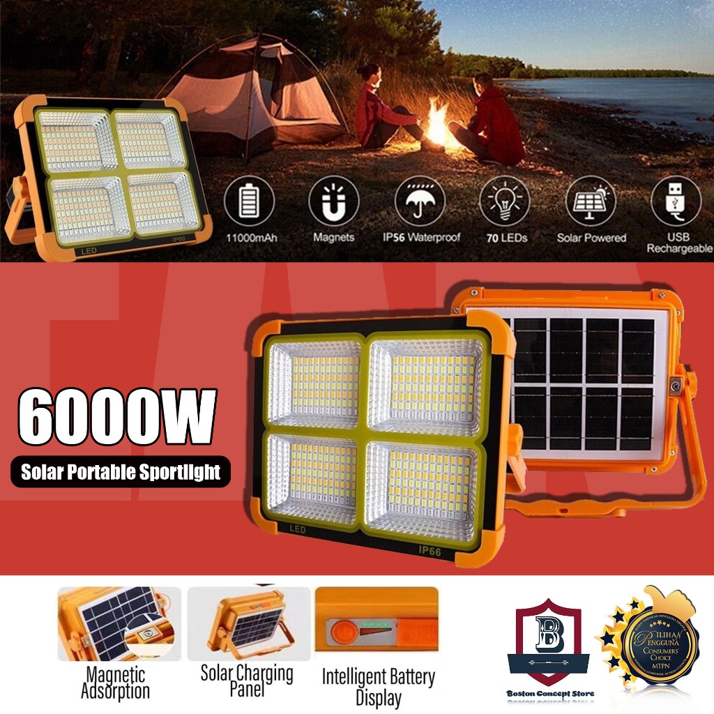Solar 6000w 5 Mode Floorlight Waterproof Solar Led Light With USB