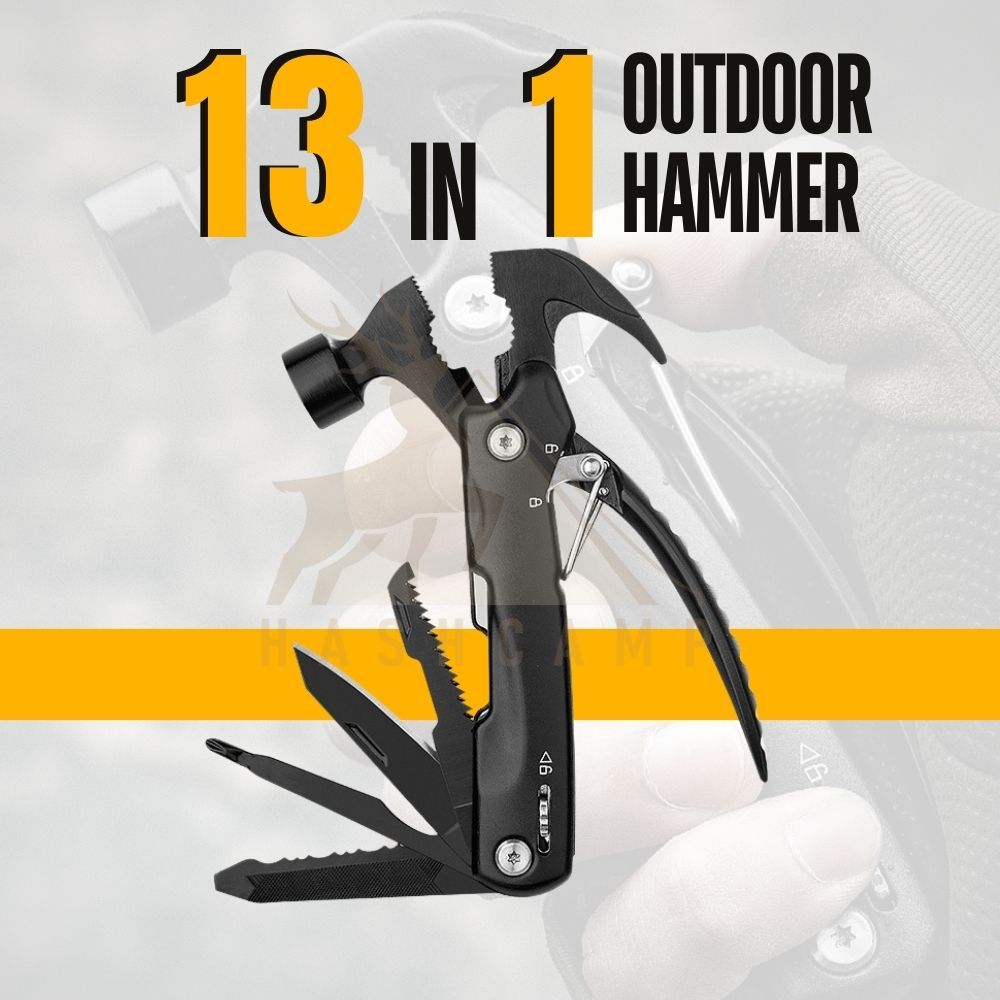 13 IN 1 Hammer Camping Multi-purpose Tools Wood Cutter Plier Bottle ...