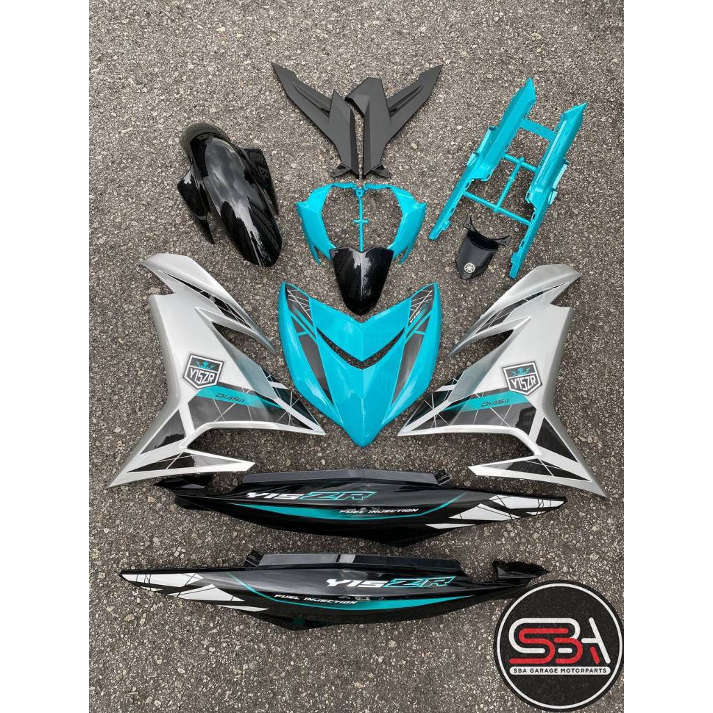 COVERSET BODYSET YAMAHA Y Y15 Y15ZR V1 V2 DOCTOR CS6 CYAN SILVER 038 ...