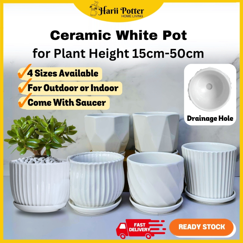 Ceramic Pot For Plant White Pot Flower Pot Ceramic Pasu Putih Pasu ...