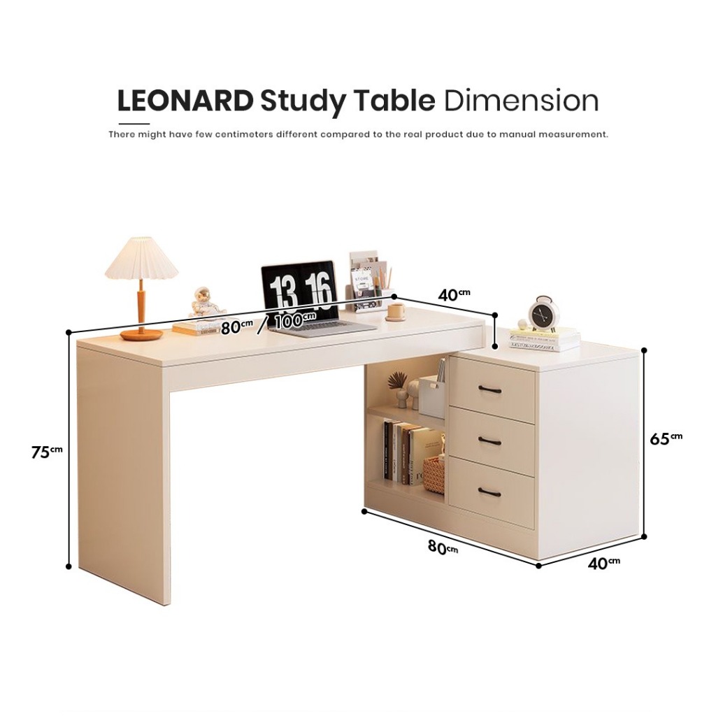 Finsso : Leonard Study Table with Storage Cabinet & Drawers/ meja ...