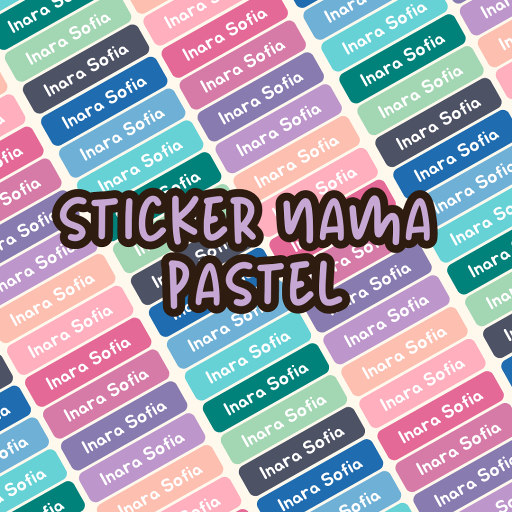 Sticker Nama Mini Pastel Colour Custom Nama Sticker Stationary Taska ...