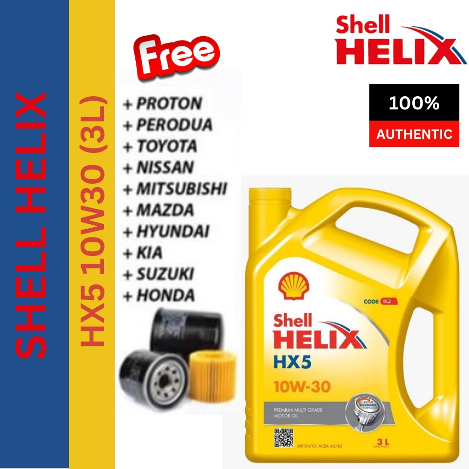 Shell Helix HX5 10w30 Semi synthetic Engine Oil 3L Myvi/Viva/Wira/Saga ...