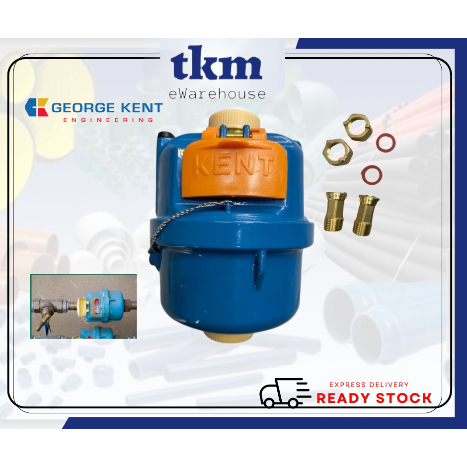 [TKM] BRAND GEORGE KENT PSM BRASS COLD WATER METERS SET C/W COUPLING ...