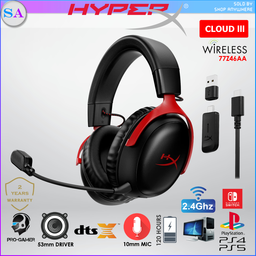 HYPERX CLOUD III 3 WIRED / WIRELESS DTSX GAMING HEADSET 727A8AA / 727A9AA / 77Z45AA / 77Z46AA ...