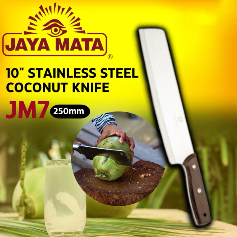 Jaya Mata JM7 10" 250mm Stainless Steel Coconut Knife with Wooden ...