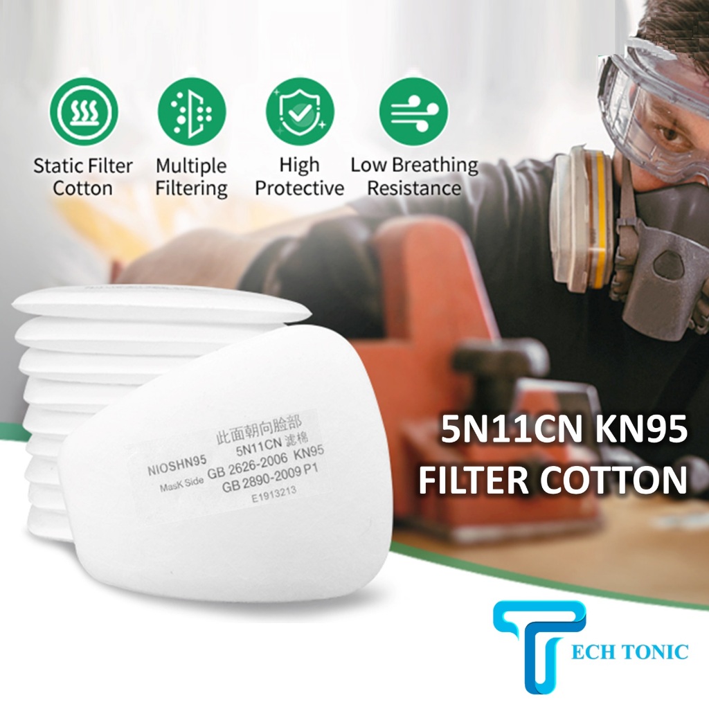 (10 PCS) 5N11CN Filter Cotton KN95 Gas Mask Replacement Particulate ...