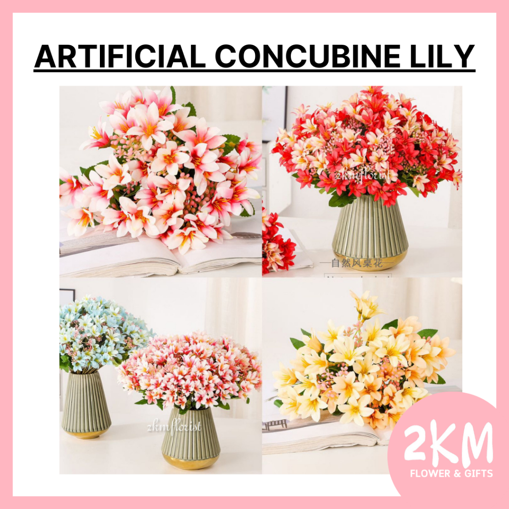 (18FLOWERS) CONCUBINE LILY Artificial Fake Flower Bouquet Living Room ...