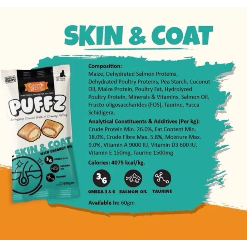 Cindy's Recipe Puffz Cat Treats Snacks Crunchy Crispy Snek Kucing - 60G ...