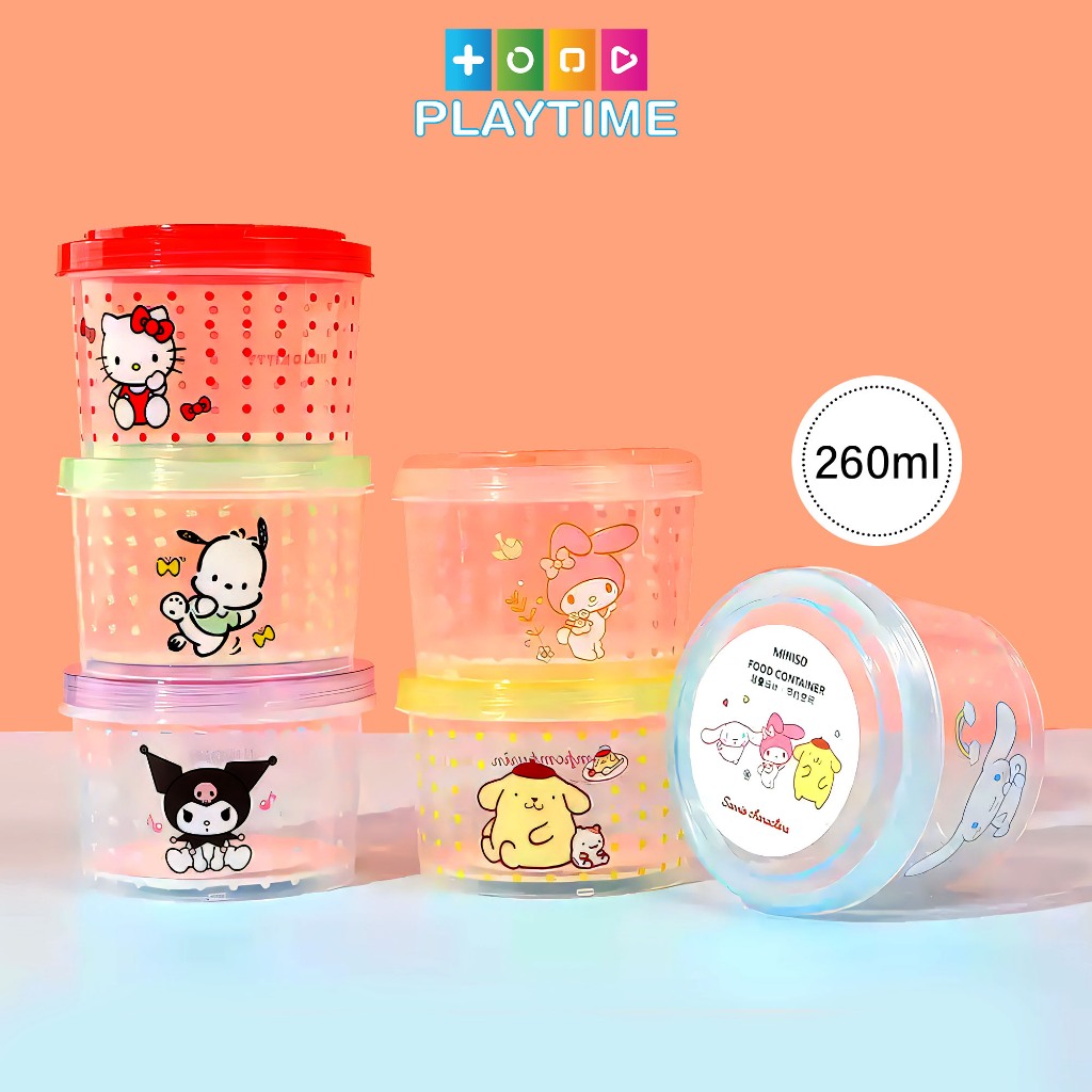Miniso 3 in 1 Sanrio Food Containers Hello Kitty Pochacco Kuromi ...