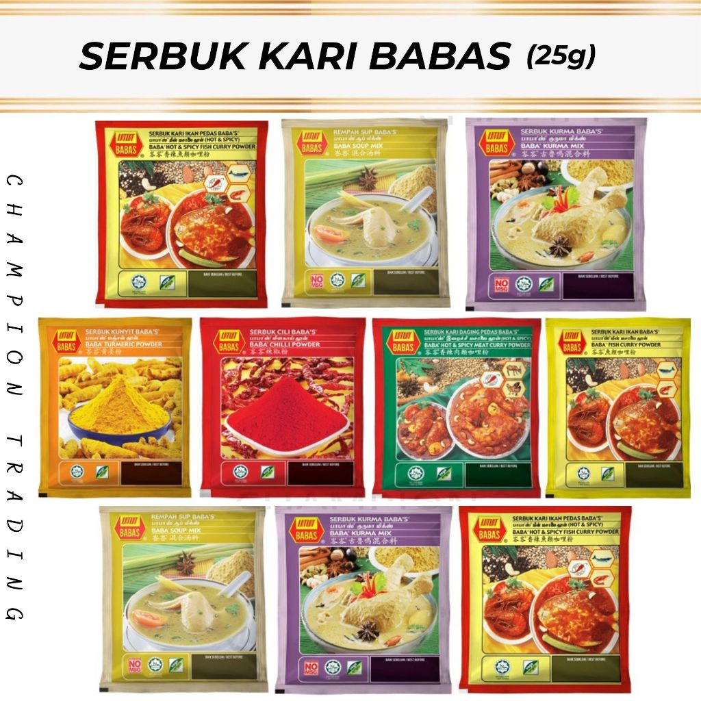 BABAS SERBUK KARI (25g) - BABA'S REMPAH POWDER DAGING AYAM IKAN - KURMA ...