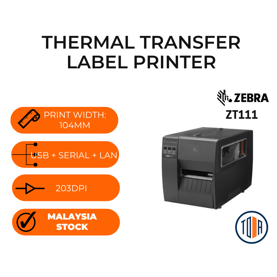 Zebra ZT111 Industrial Barcode Label Printer USB + Serial + LAN ...