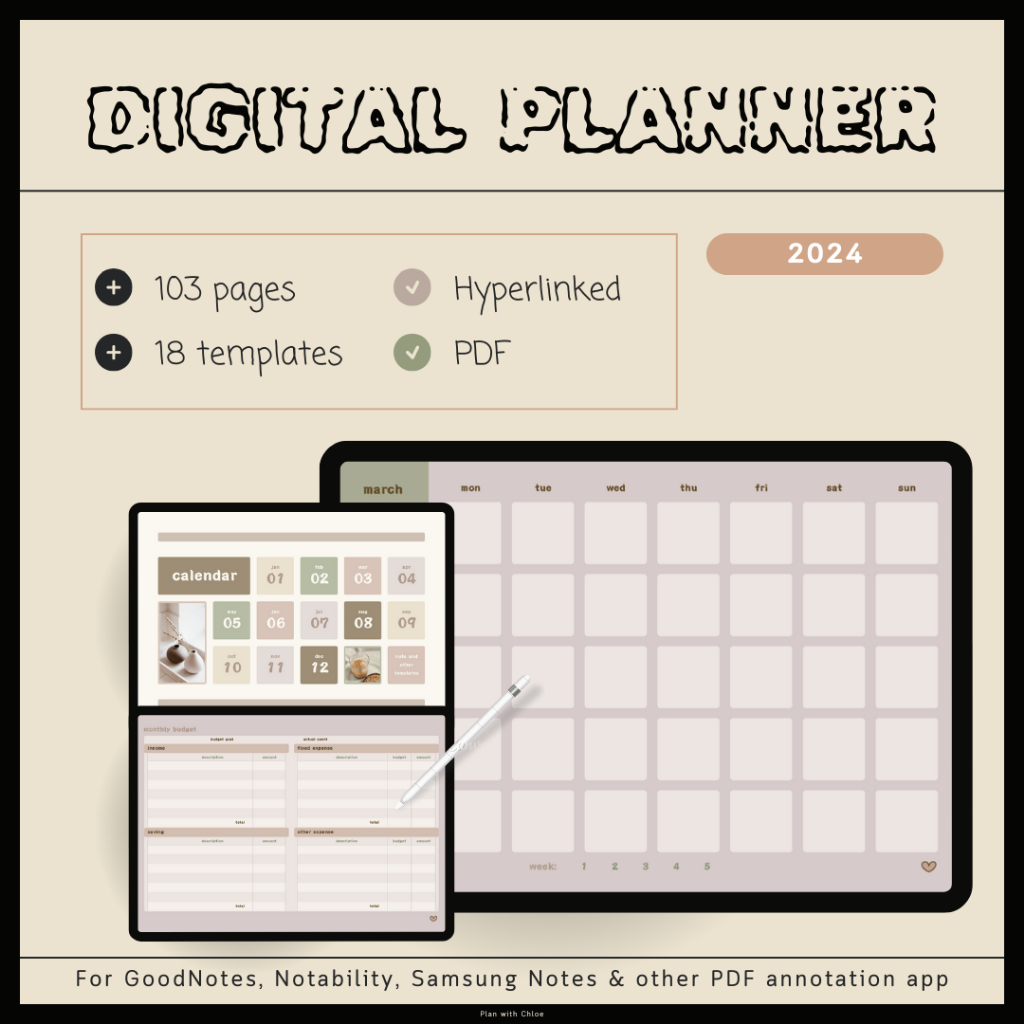 2024 Digital Planner ☘ monthly, weekly, daily, financial, meal, habit ☘ ...