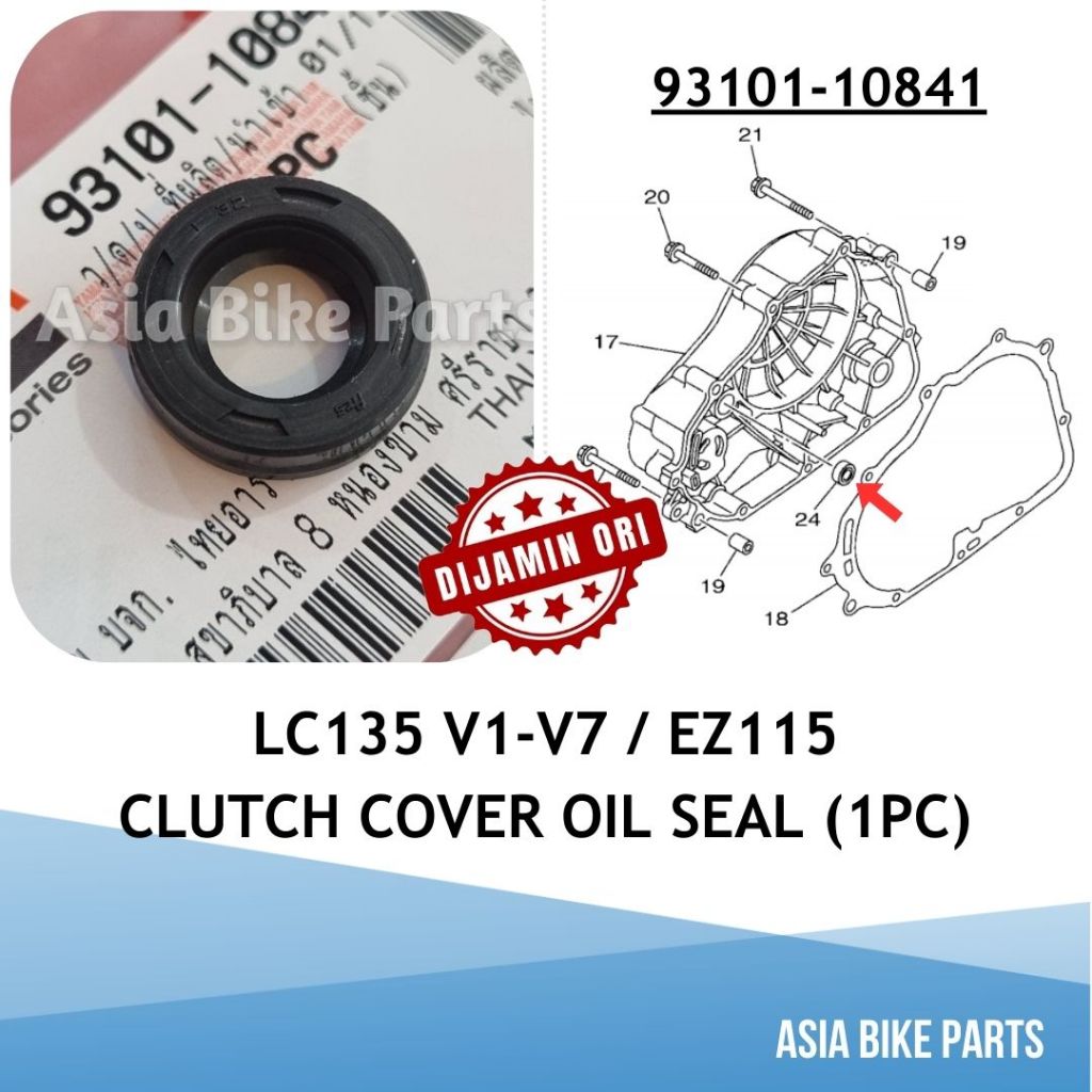 Yamaha Original LC135 V1 V2 V3 V4 V5 V6 V7 4S 5S / EZ115 Clutch Cover Oil Seal - 93101-10841 ...