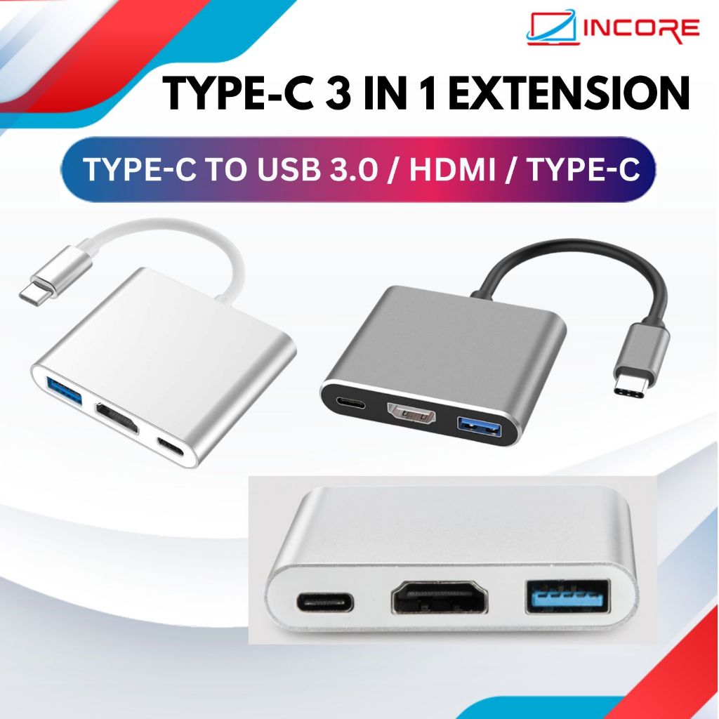 Type-C 3 in 1 Expansion Adapter USB 3.0 / HDMI / Type-C to HDMI ...