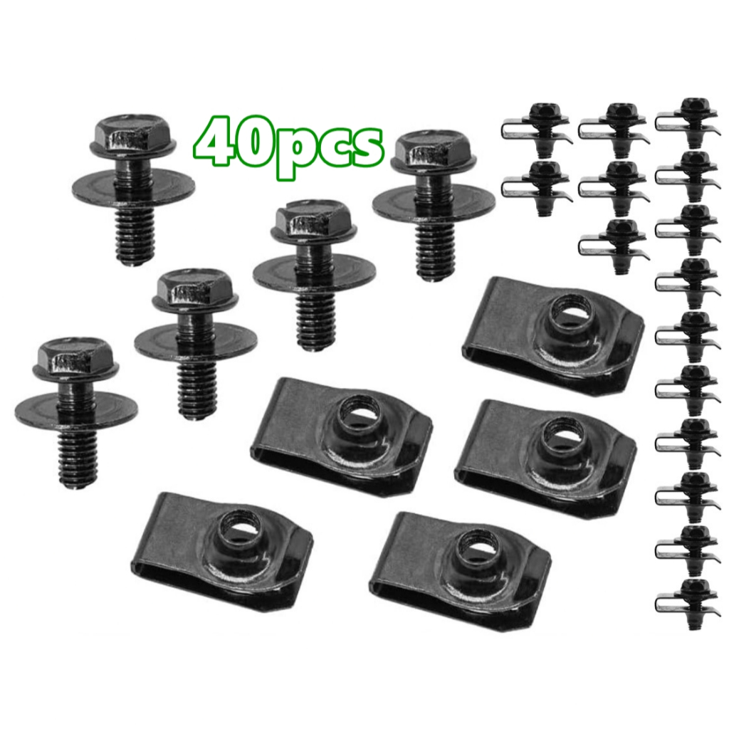 40pcs M6 Clip Nut M6 Screw 6mm U-Clip U Nut Spring Clip Skru Motorcycle ...